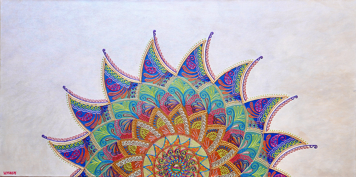 Embrace Mandala - Texture Vibrant Acrylic Henna Painting | Art by Bala